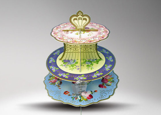Cake Decorating Round Cardboard Cup Cake Stand / Towering Tiers Cake Stand supplier