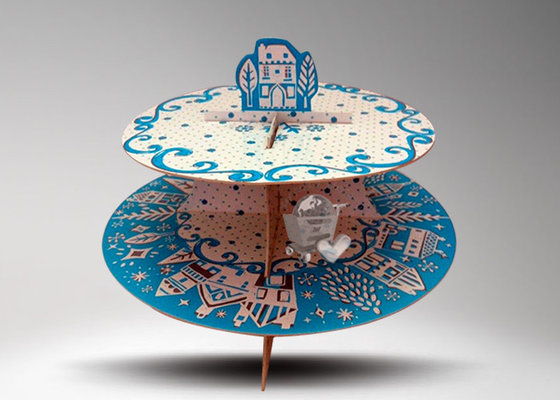Colorful Cardboard 2 Tier Cake Stand For Advertising Promotion / Wedding supplier