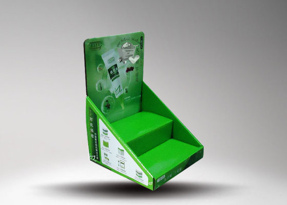 Bright Green Custom Cardboard Display 2 tiers For Skin Care Products supplier