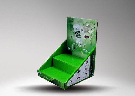 Bright Green Custom Cardboard Display 2 tiers For Skin Care Products supplier