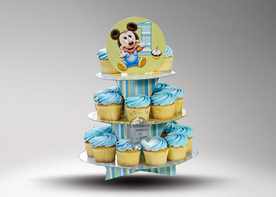 Paper Round 2 layer cake pop stand / Modern Customized Cup Cake Display supplier