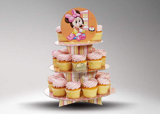 Paper Round 2 layer cake pop stand / Modern Customized Cup Cake Display supplier