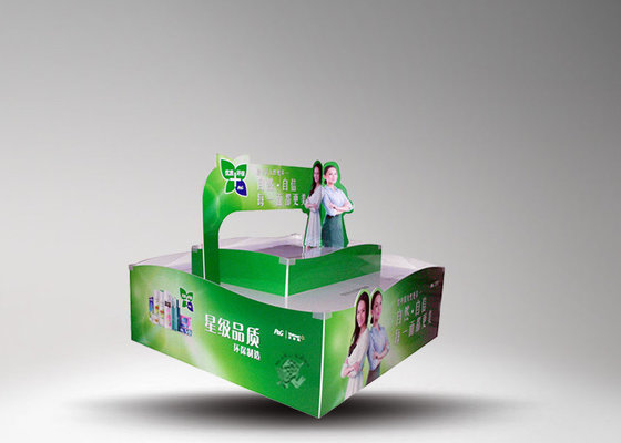 Large Size Cardboard Tailer Pallet Display Stands With Green Color Printing supplier