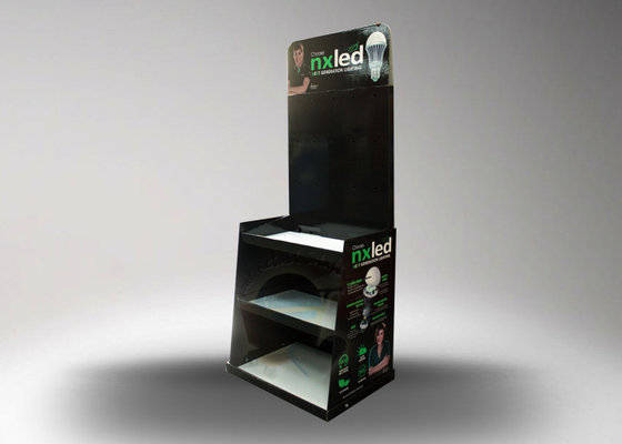 Custom Black Cardboard POS Display  , Free standing LED Bulb Display supplier