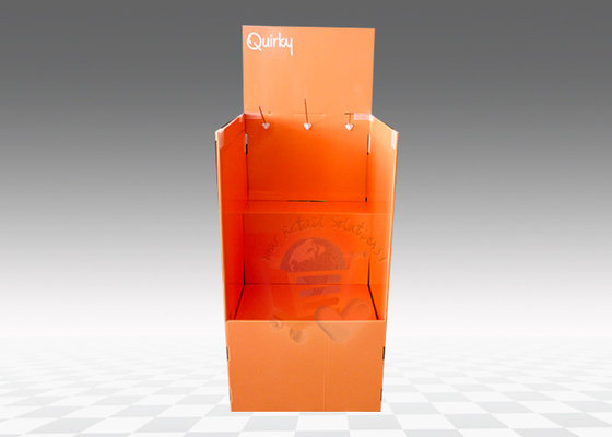 Debossed Cardboard Dump Bins , Hooks Display Stand For Retail supplier