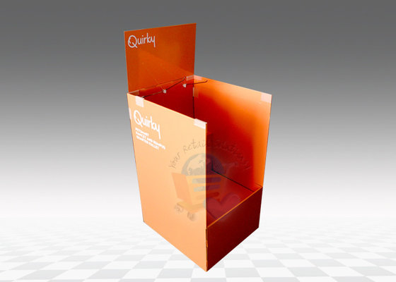 Debossed Cardboard Dump Bins , Hooks Display Stand For Retail supplier