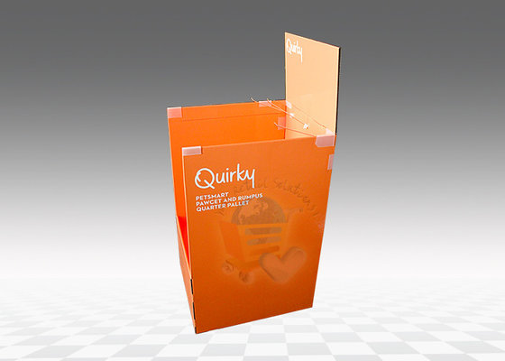 Debossed Cardboard Dump Bins , Hooks Display Stand For Retail supplier