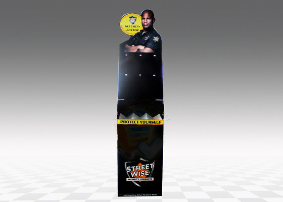 Recycled Cardboard Floor Display Stand With Hanging Hooks supplier
