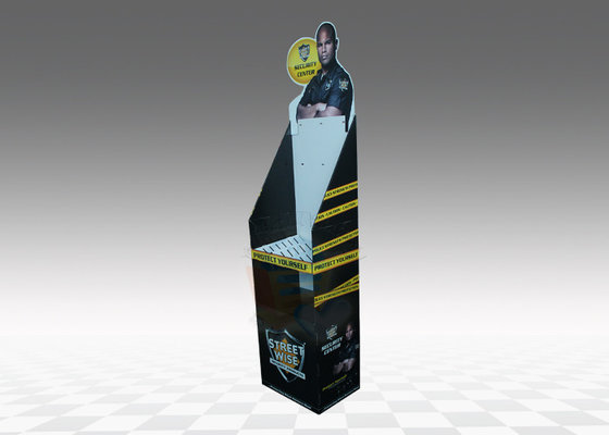 Recycled Cardboard Floor Display Stand With Hanging Hooks supplier