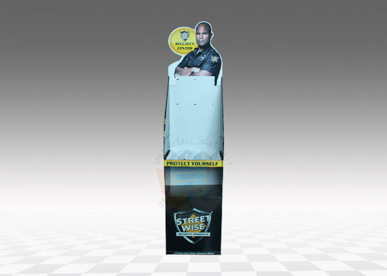 Recycled Cardboard Floor Display Stand With Hanging Hooks supplier