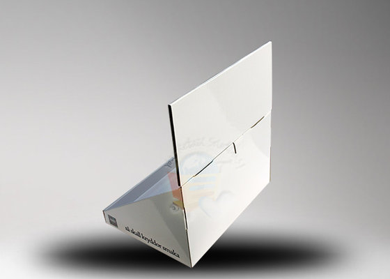 White 2-tier Cardboard Counter Display , Tabletop Paper Display Box supplier