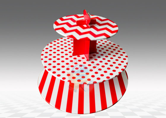3-tier Pink Cardboard Cake Stand , Wedding Cupcake Display Stand supplier