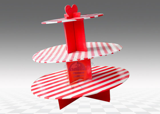 3-tier Pink Cardboard Cake Stand , Wedding Cupcake Display Stand supplier