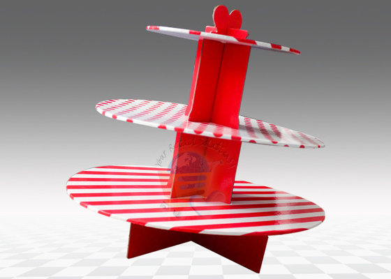 3-tier Pink Cardboard Cake Stand , Wedding Cupcake Display Stand supplier