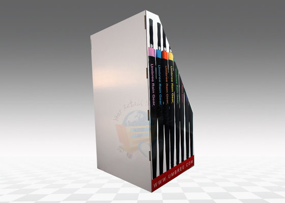 WaterProof  White Cardboard Display Stand For Umbrella Promotion supplier
