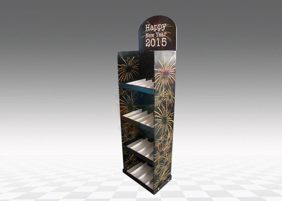 Four Tiers Cardboard Display Stand , Green Color Retailer Display Rack supplier