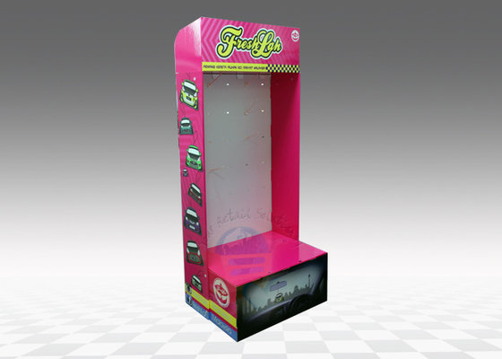 Pink Glossy Cardboard Floor Hooks Display Stand Car Fresh Promotion supplier