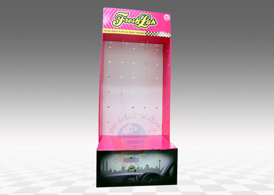 Pink Glossy Cardboard Floor Hooks Display Stand Car Fresh Promotion supplier