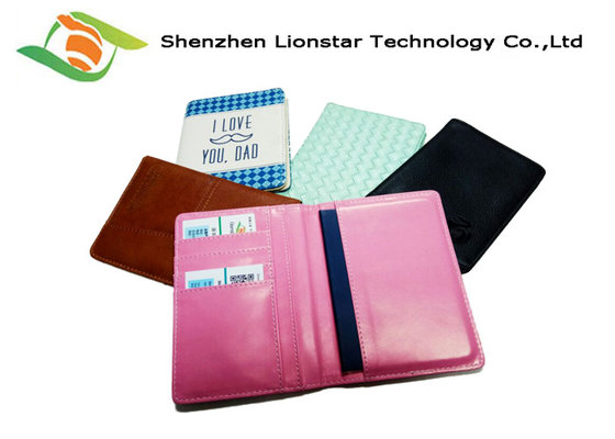 Handmade Leather Craft Gifts , PU Leather Passport Holder Travel Wallet