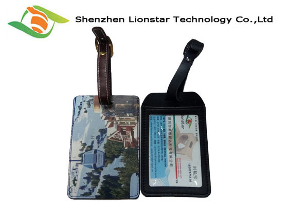 Silk Printing Leather Craft Gifts One Pocket Leather Travel Card Holder