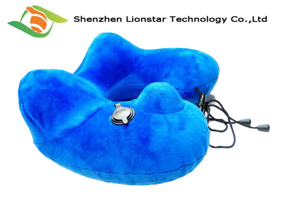 Small Volume Inflatable Travel Pillow Soft Polyester Velvet Material For Home / Office