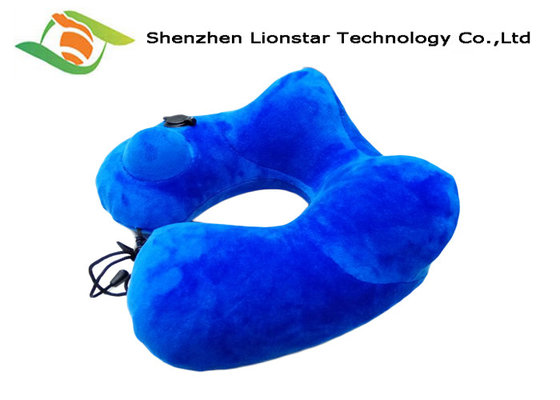 Small Volume Inflatable Travel Pillow Soft Polyester Velvet Material For Home / Office