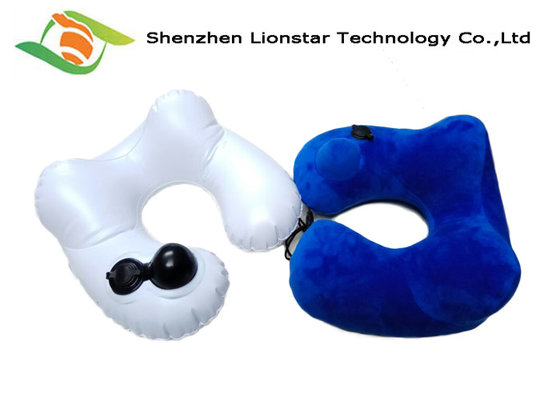 Small Volume Inflatable Travel Pillow Soft Polyester Velvet Material For Home / Office