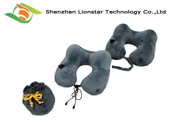 Hump Design Inflatable Travel Pillow With Ear Plugs And Drawstring Bag