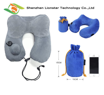 Airplane Sleeping Inflatable Travel Pillow With High Grade Crystal Velvet Fabric Material