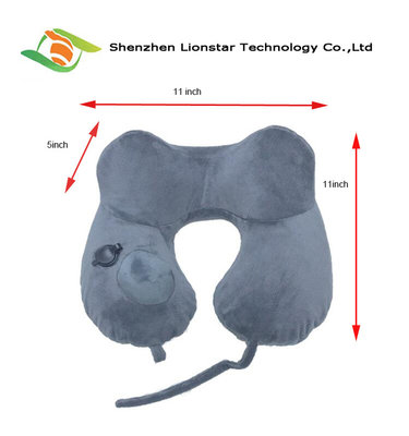 Airplane Sleeping Inflatable Travel Pillow With High Grade Crystal Velvet Fabric Material