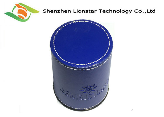 Logo Embossed Leather Craft Gifts , Blue Horn Shape Bar Dice Cup With Dice