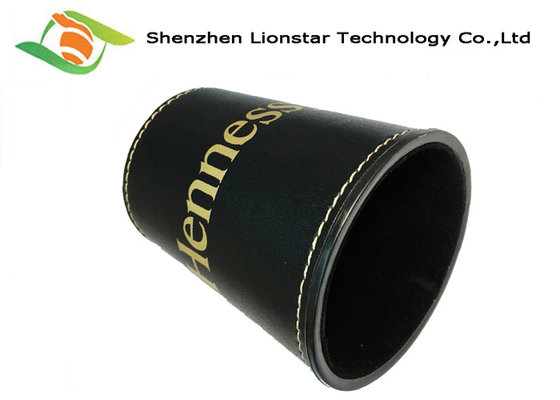 PU Leather Wrapped Game Dice Shaker Cup With ABS Or Acrylic Material Dices