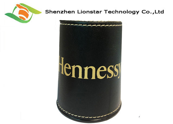 PU Leather Wrapped Game Dice Shaker Cup With ABS Or Acrylic Material Dices