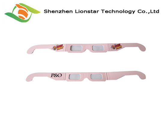 Promotional Gift Pink Paper Disposable 3d Glasses , Custom Diffraction Glasses 