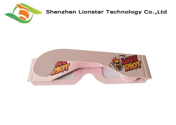 Promotional Gift Pink Paper Disposable 3d Glasses , Custom Diffraction Glasses 