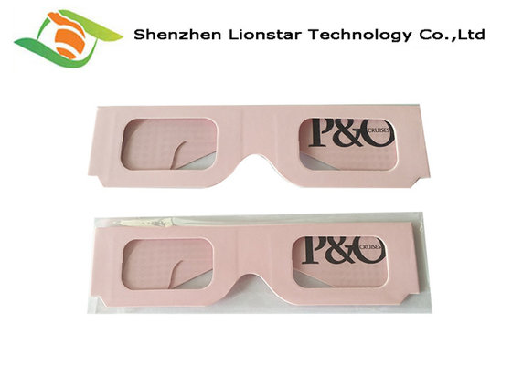 Promotional Gift Pink Paper Disposable 3d Glasses , Custom Diffraction Glasses 
