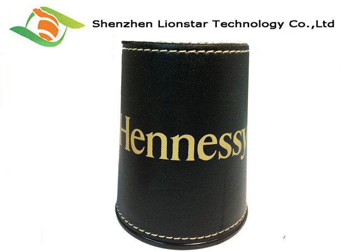 PU Leather Wrapped Game Dice Shaker Cup With ABS Or Acrylic Material Dices