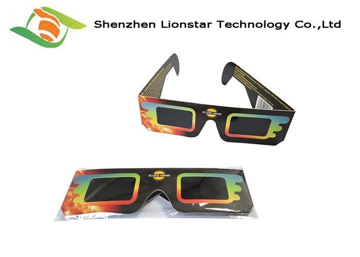 OEM Shape Solar Eclipse Paper Passive 3D Glasses Custom 4 Color Printing