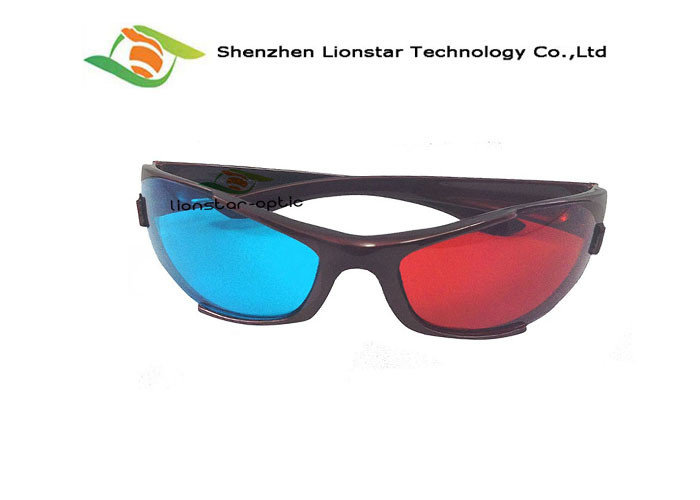 Movie Theater Anaglyph Red And Blue 3D Glasses , 3D Television Glasses 1.6 Mm Acrylic Lens