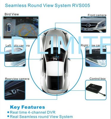 Universal 360 Degree Panoramic Car Reversing camera kit with HD Cameras, AHD720 P, Bird View System