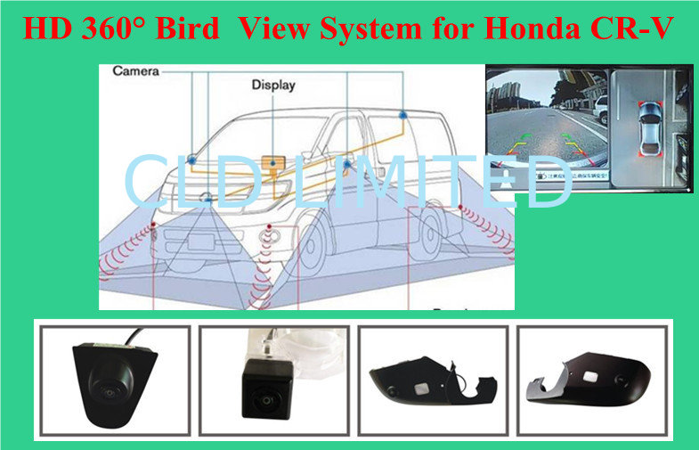 HD Car Reverse Camera Kit  With Wide Angle Camera, IP67 Waterproof, 360 Bird View Monitoring System