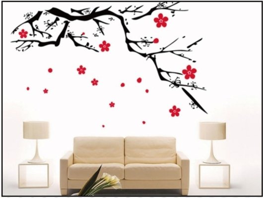 Milk White Plum Blossom Nature Custom Wall Decals / Modern Wall Decals For Bed Room Decotation
