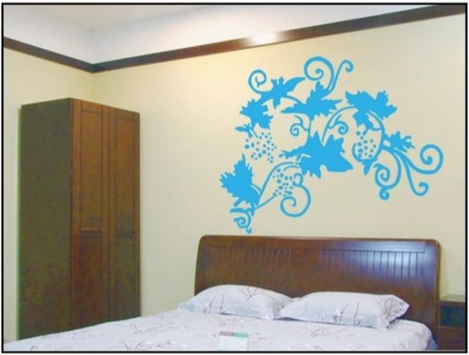 Blue Grape Nature Wall Decals / Bedroom Wall Decals , 100microns Thickness