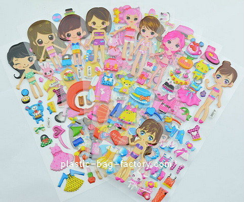 Girls EVA 3D sponge foam custom puffy stickers for scrapbook / windows / wall