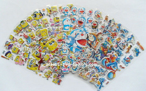 Non-toxic 0.15mm PVC cartoon custom puffy stickers for kids / Children