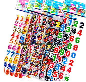 Colorful education custom puffy stickers , EVA number puffy sticker for kids