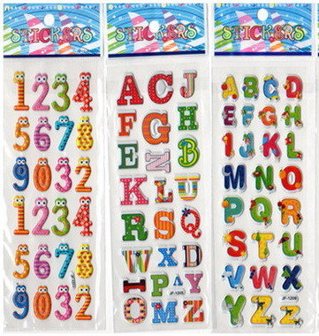 Colorful education custom puffy stickers , EVA number puffy sticker for kids