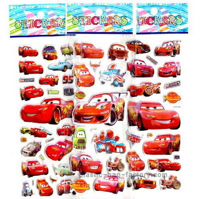 Cars pinting  PVC cartoon custom puffy stickers , promotional foam sticker