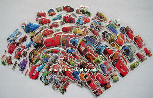 Cars pinting  PVC cartoon custom puffy stickers , promotional foam sticker
