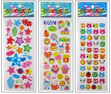 DIY decorative custom puffy stickers , cartoon foam PVC cute puffy stickers